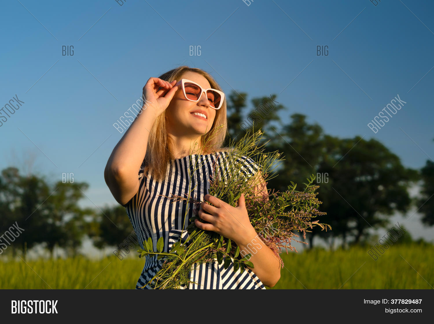 Woman Striped Sundress Image & Photo (Free Trial) | Bigstock