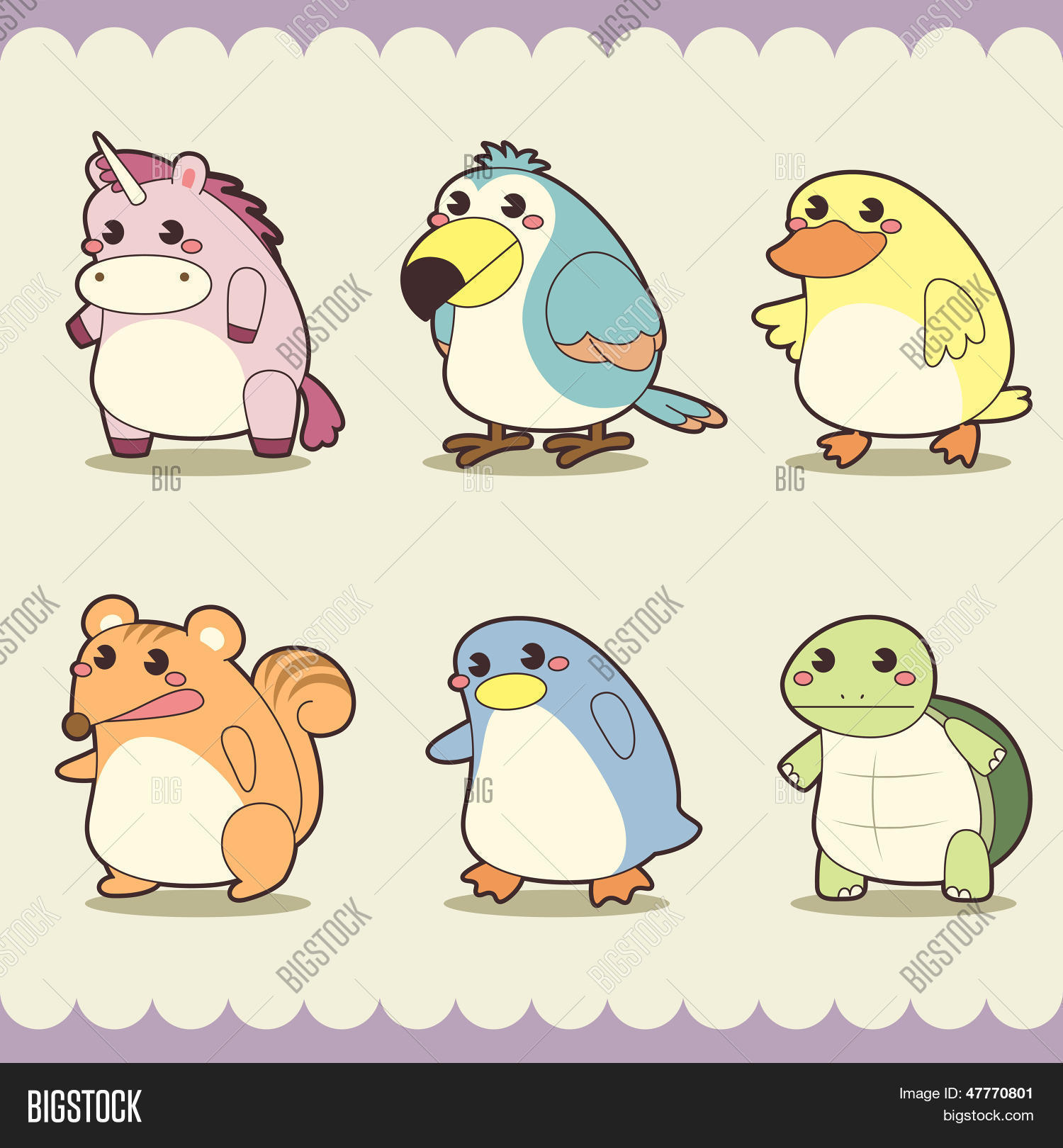 Retro Cute Animals Vector & Photo (Free Trial) | Bigstock