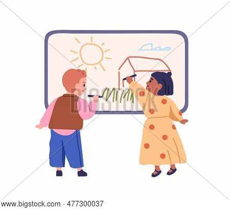 Kids Drawing On Board Vector & Photo (Free Trial) | Bigstock
