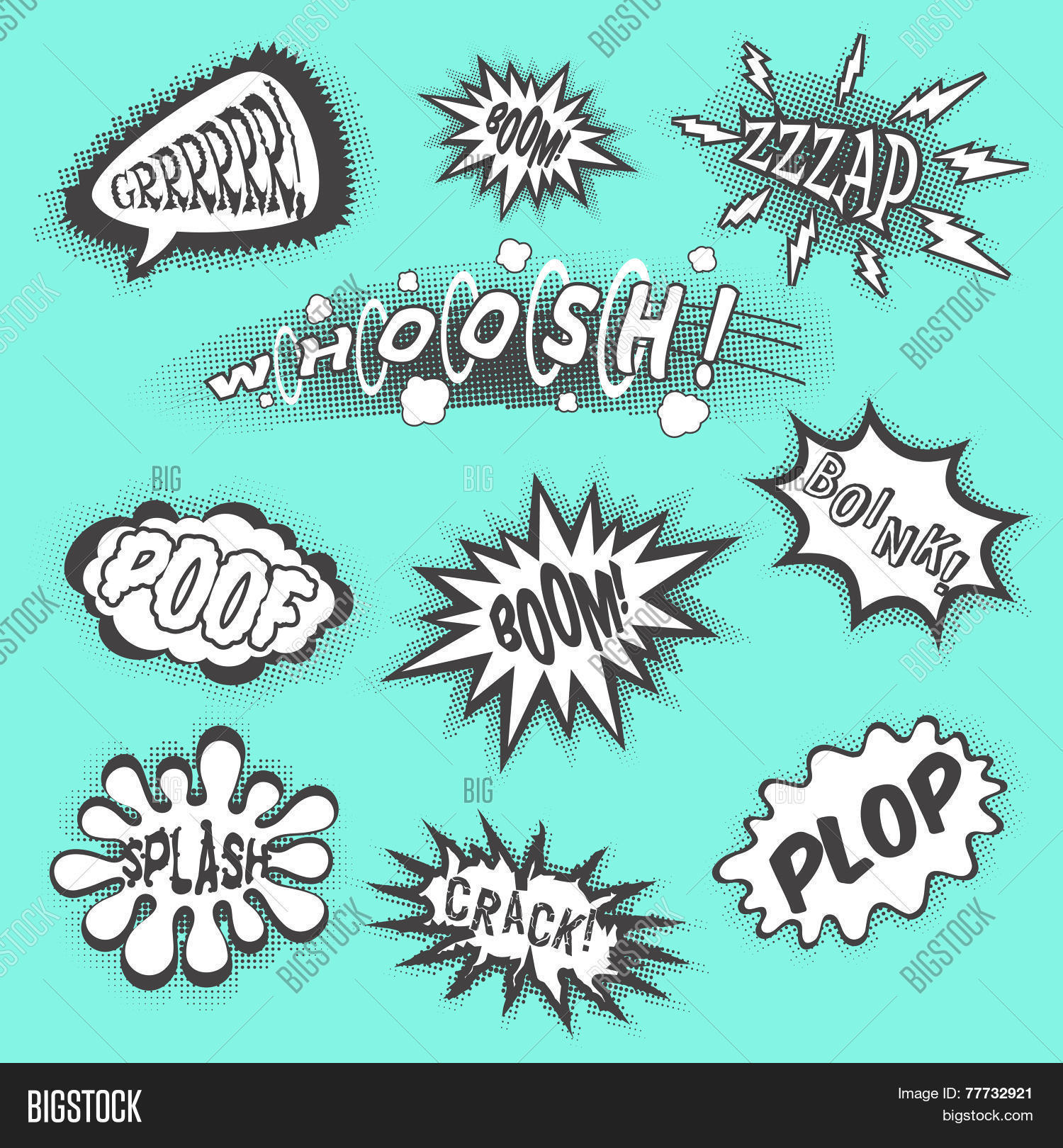 Comic Sounds Black Vector & Photo (Free Trial) | Bigstock