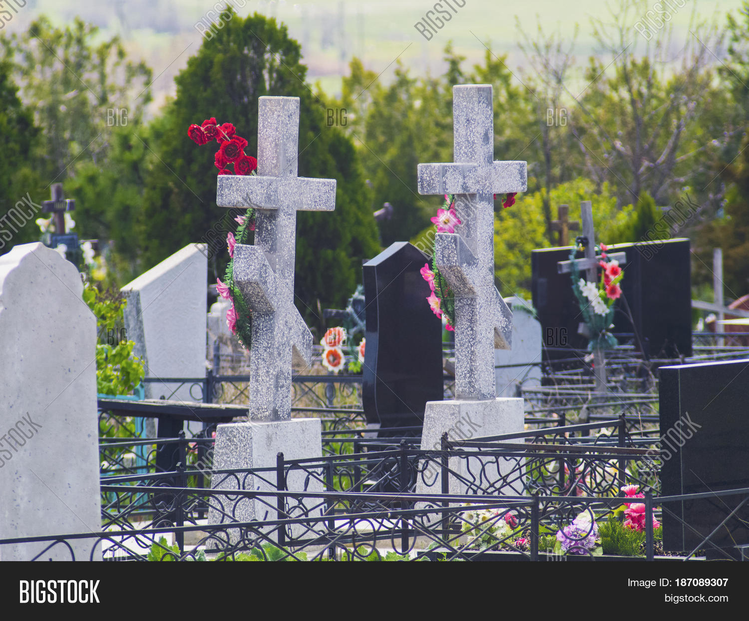Two Crosses Graves Old Image & Photo (Free Trial) | Bigstock