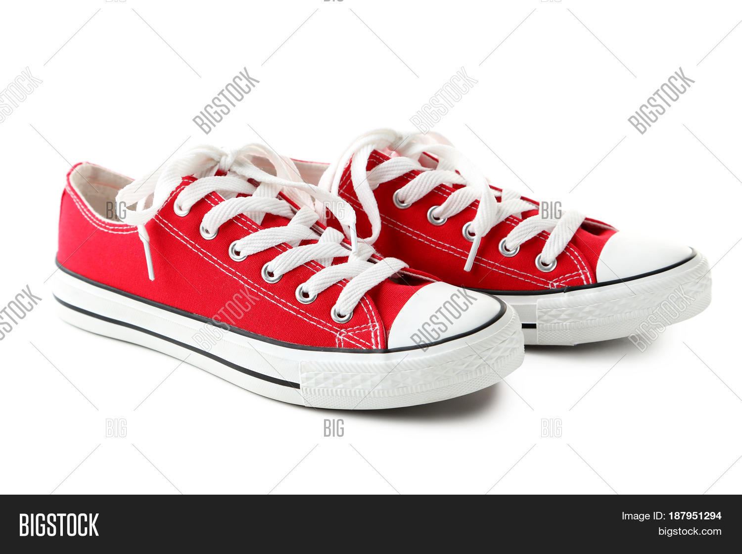 Pair Red Sneakers Image & Photo (Free Trial) | Bigstock