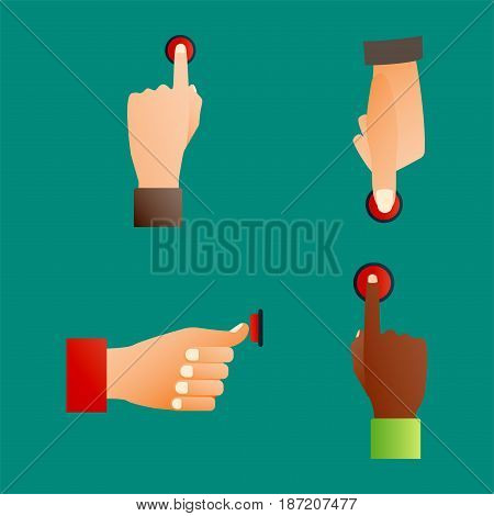 Hand Press Red Button Vector & Photo (Free Trial) | Bigstock