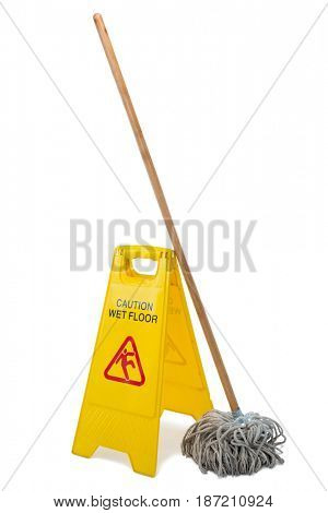 Yellow Sign Board Mop Image & Photo (Free Trial) | Bigstock