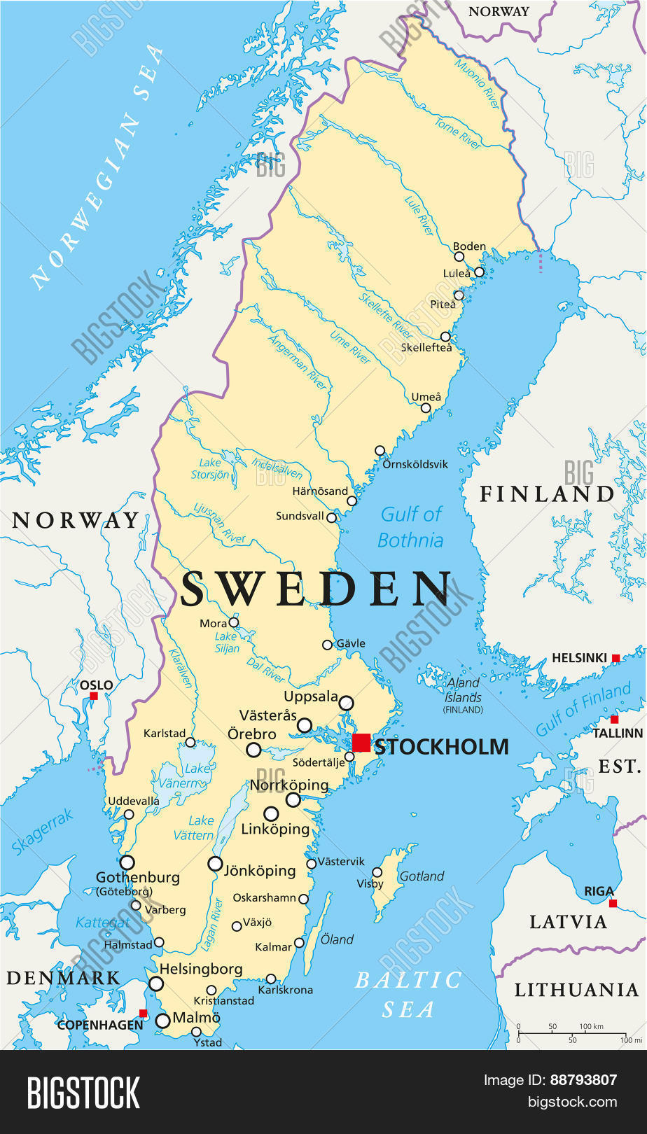Sweden Political Map Vector & Photo (Free Trial) | Bigstock