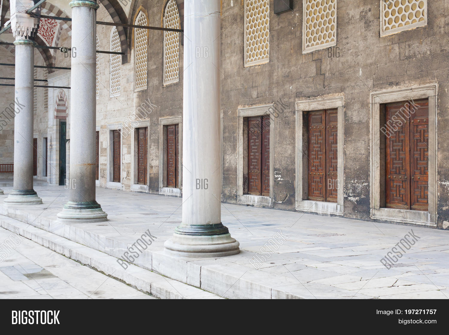 Entrance With Portico Columns