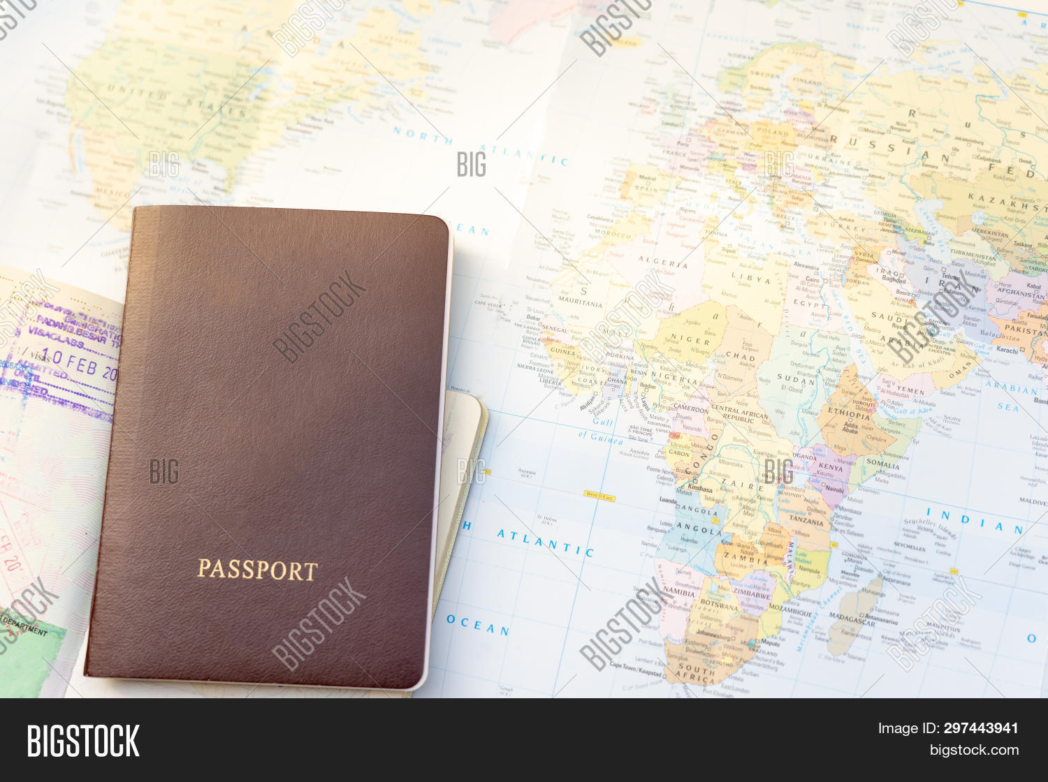 Passport On Map World Image & Photo (Free Trial) | Bigstock