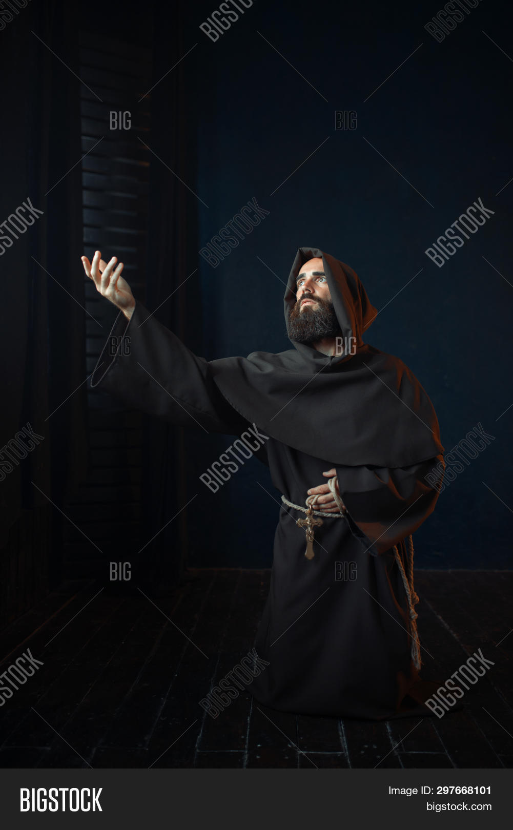 Medieval Monk Kneeling Image & Photo (Free Trial) | Bigstock