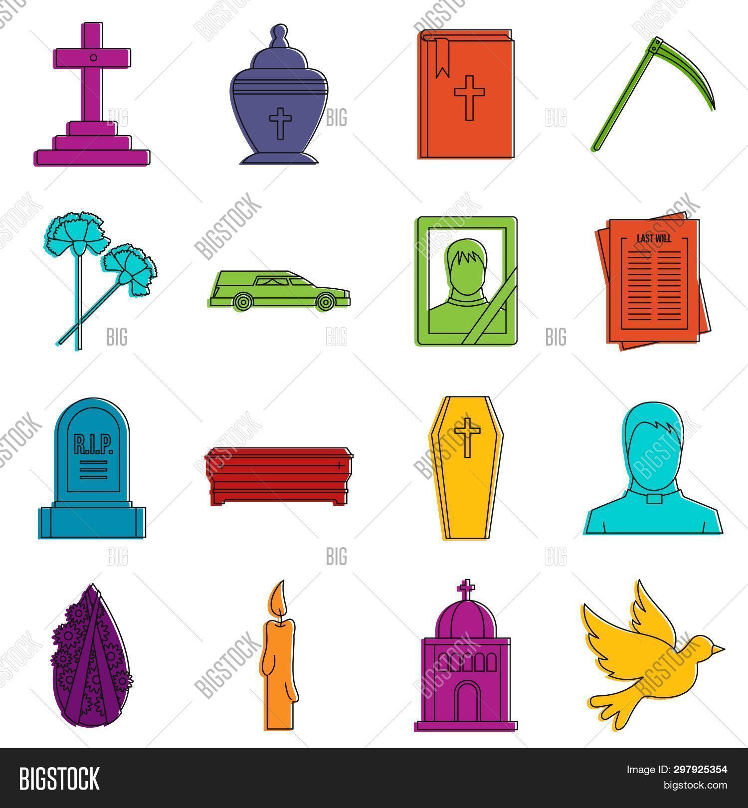 Funeral Icons Set. Image & Photo (Free Trial) | Bigstock