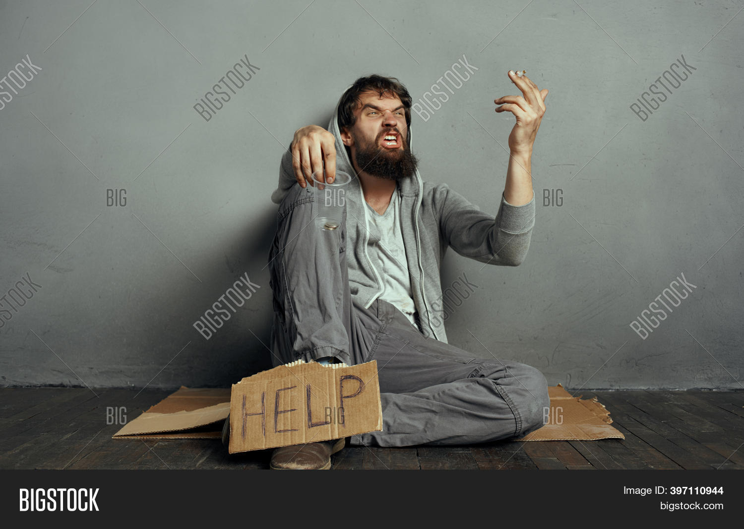Beggar Man Calling Image & Photo (Free Trial) | Bigstock