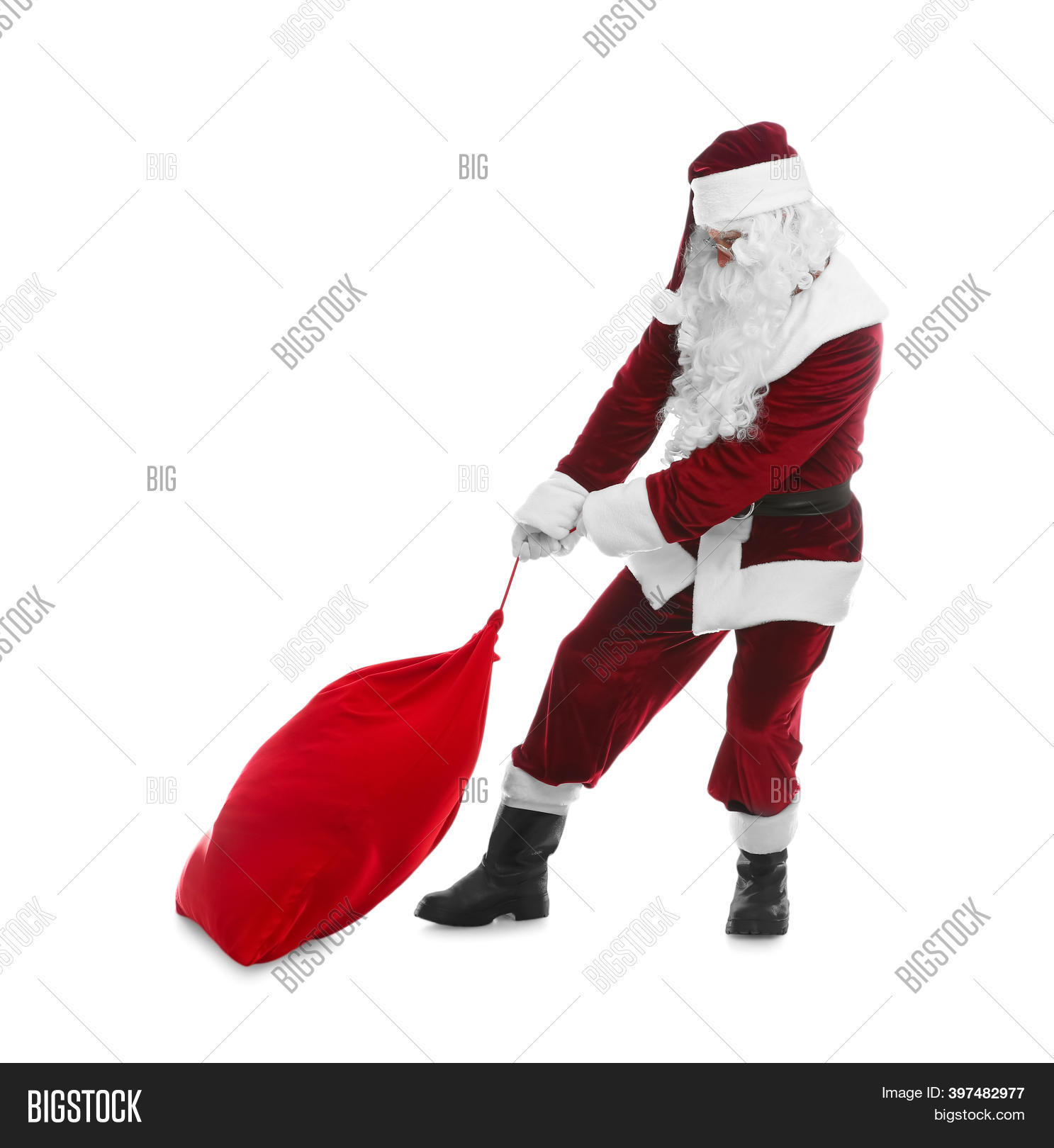 Santa Claus Pulling Image & Photo (Free Trial) | Bigstock