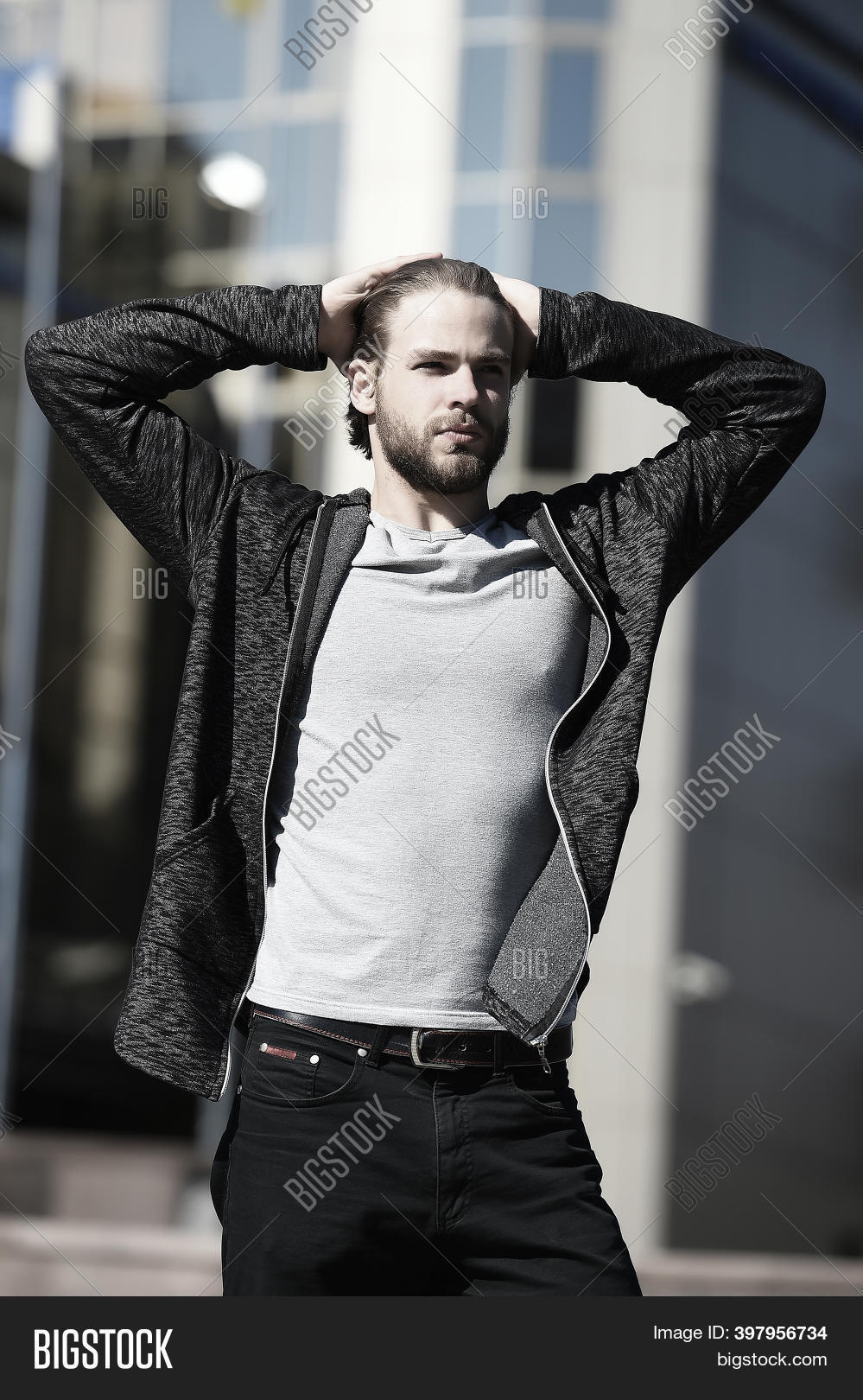 Man Beard Touch Hair Image & Photo (Free Trial) | Bigstock