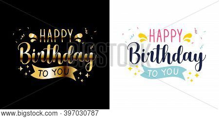 Golden Happy Birthday Vector & Photo (Free Trial) | Bigstock
