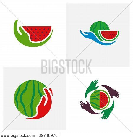Set Watermelon Logo Vector & Photo (Free Trial) | Bigstock