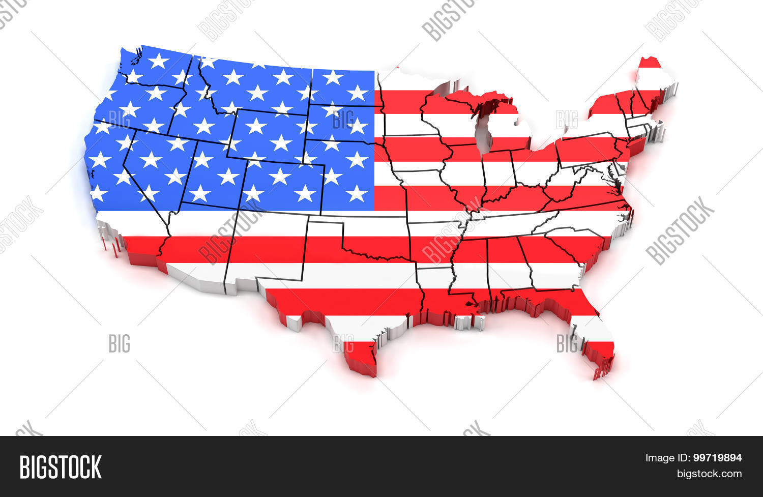 Map USA State Borders Image & Photo (Free Trial) | Bigstock