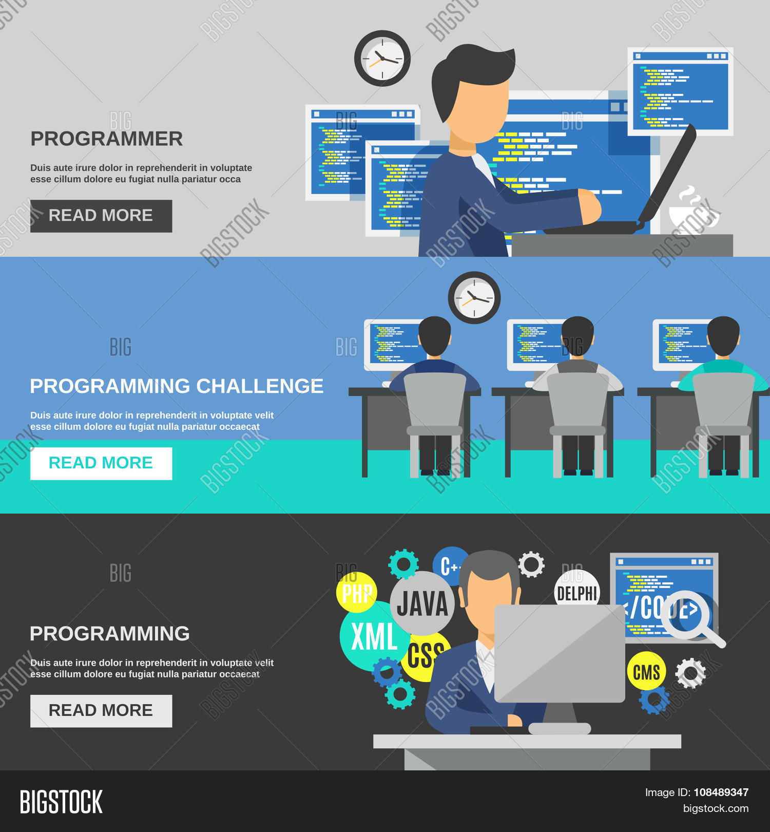 Programmer Banner Set Vector & Photo (Free Trial) | Bigstock