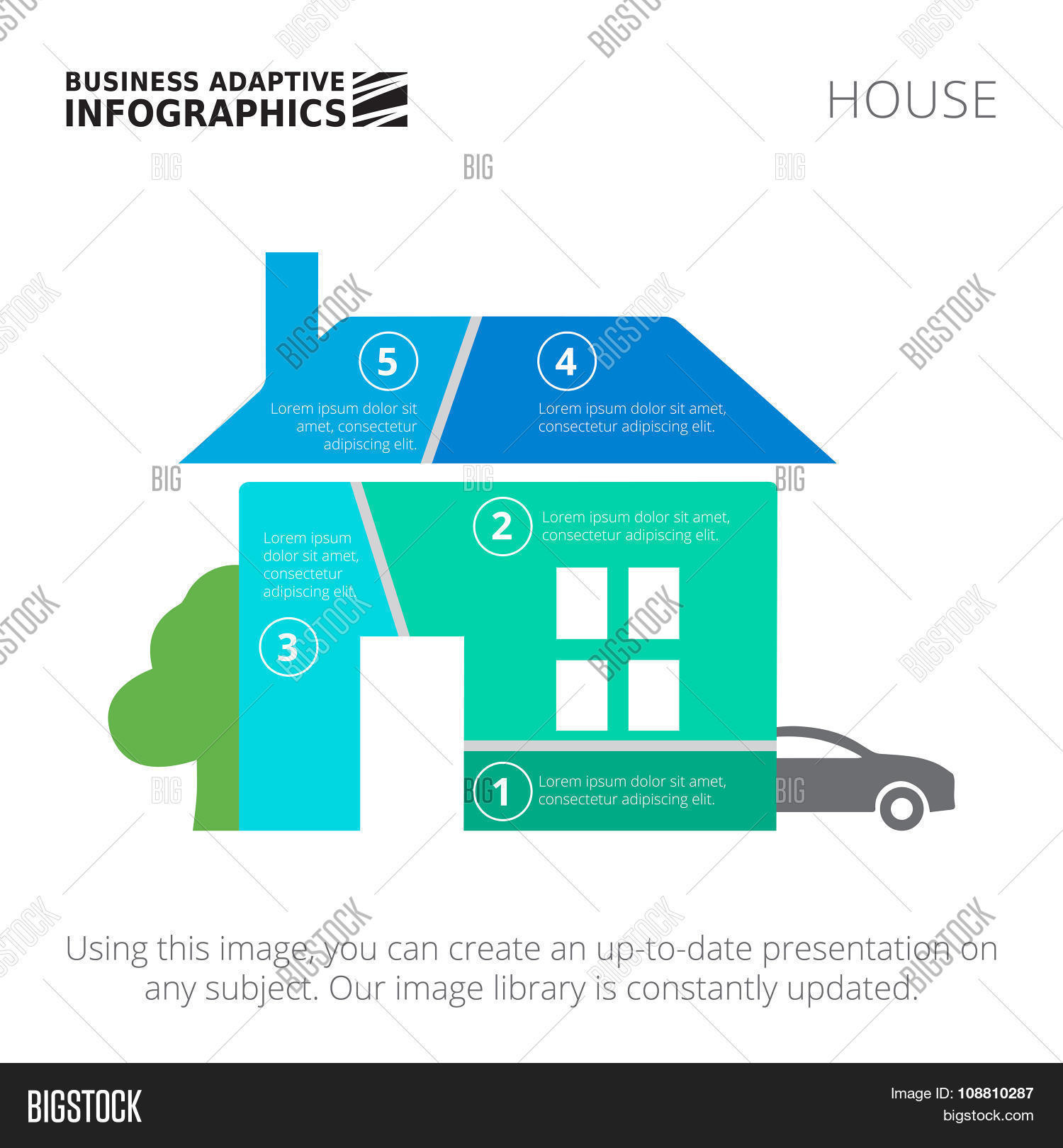 Vector y foto Five Segment House (prueba gratis) | Bigstock