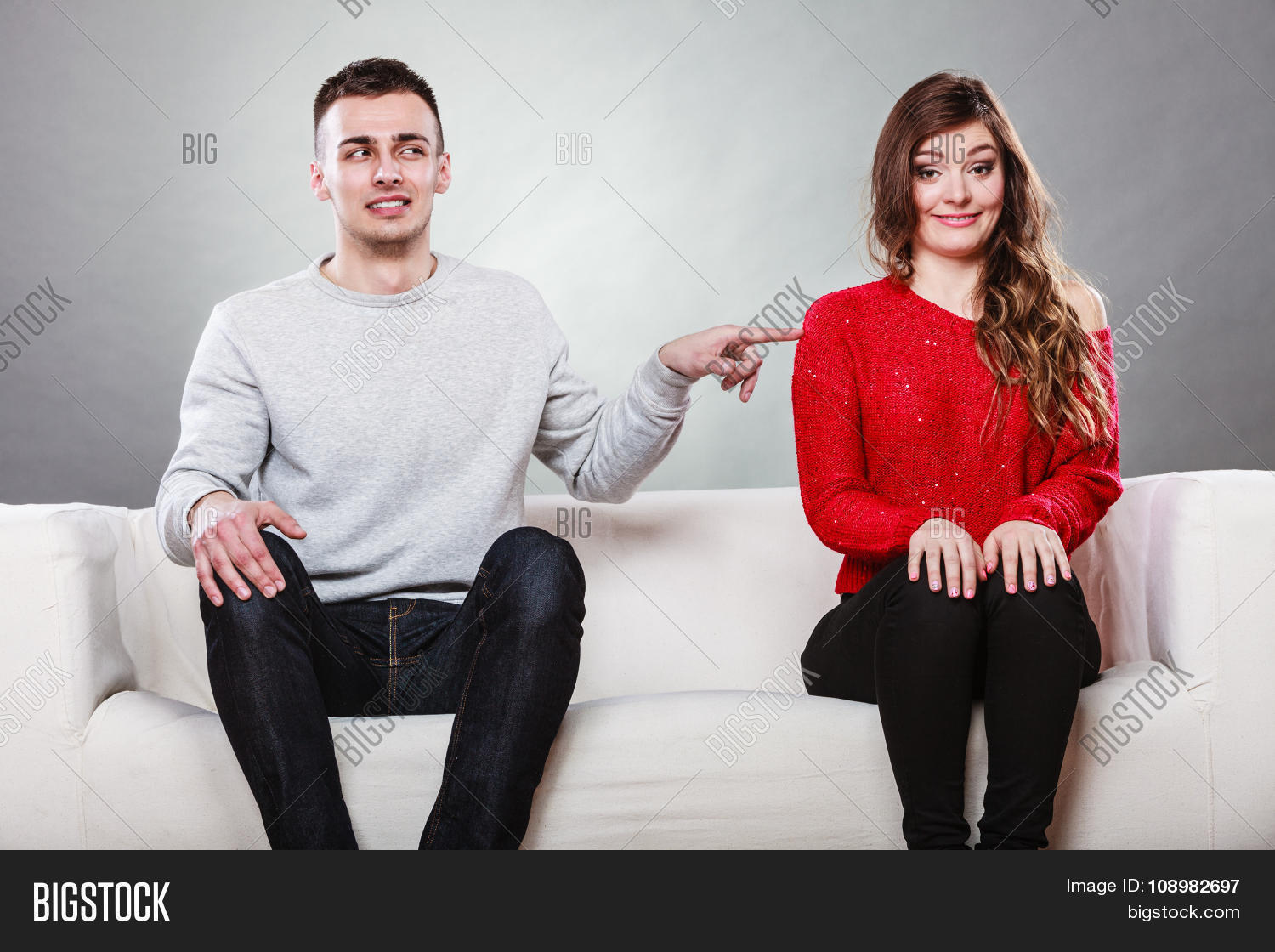Shy Woman Man Sitting Image & Photo (Free Trial) | Bigstock