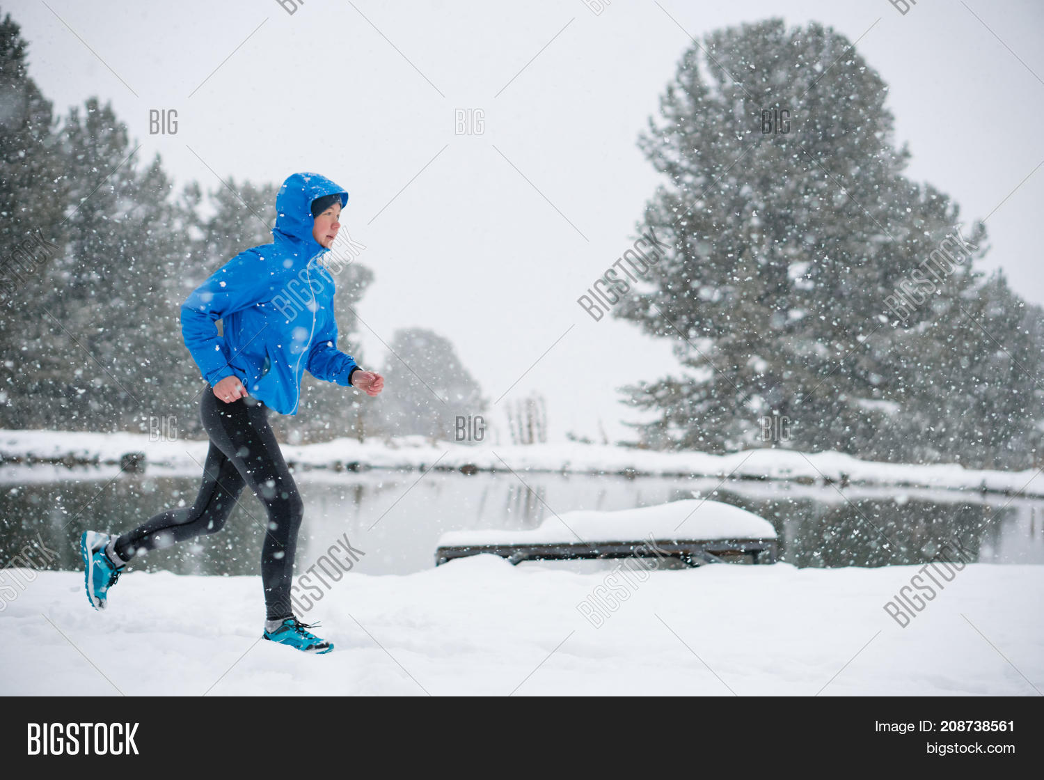 Woman Running On Snowy Image & Photo (Free Trial) | Bigstock