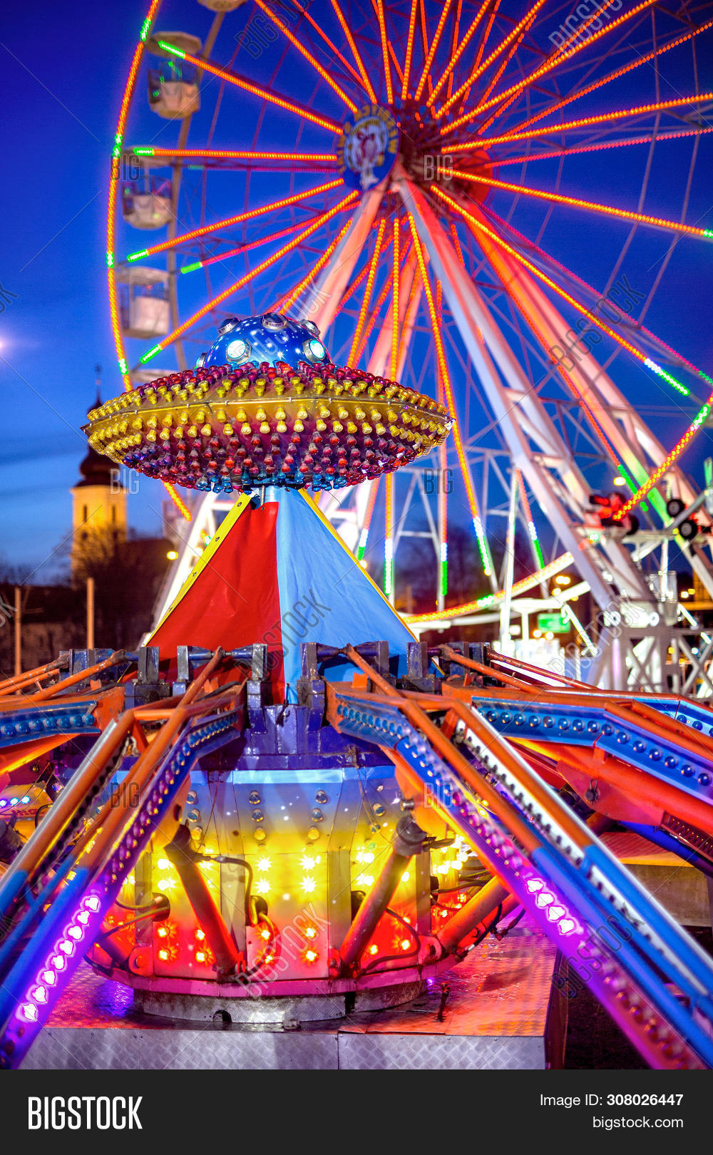 Amusement Park Night Image & Photo (Free Trial) | Bigstock
