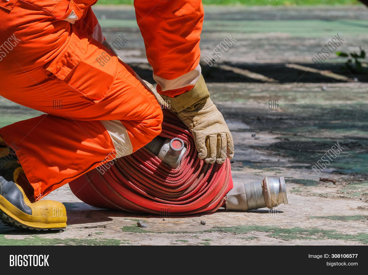 Firefighters Fire Hose Image & Photo (Free Trial) | Bigstock