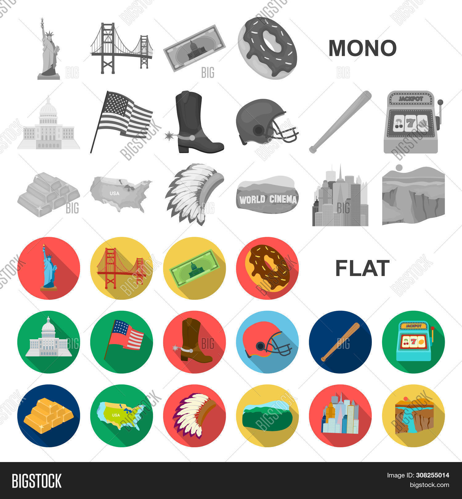 Usa Country Flat Icons Image & Photo (Free Trial) | Bigstock