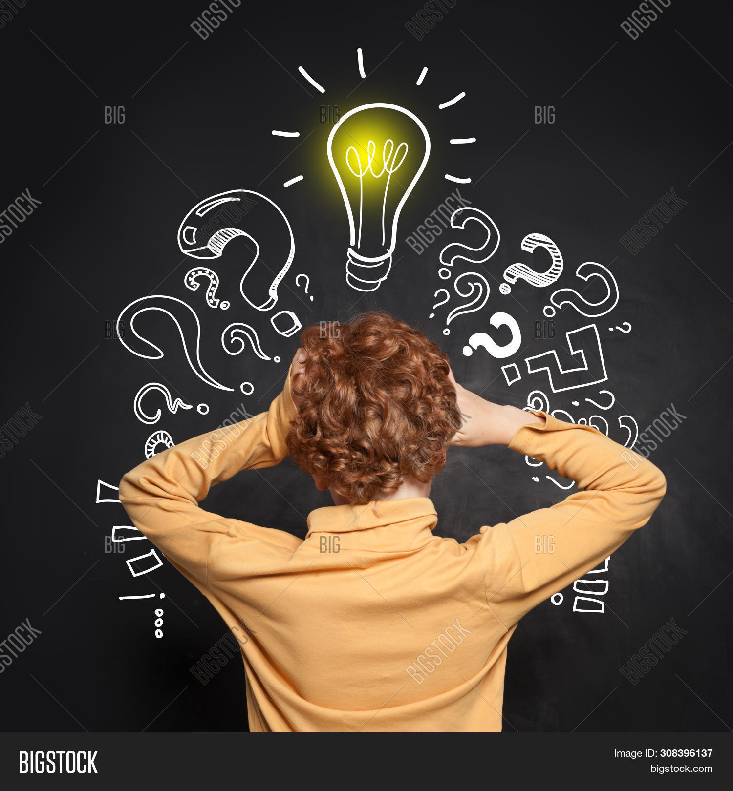 Thinking Kid Lightbulb Image & Photo (Free Trial) | Bigstock