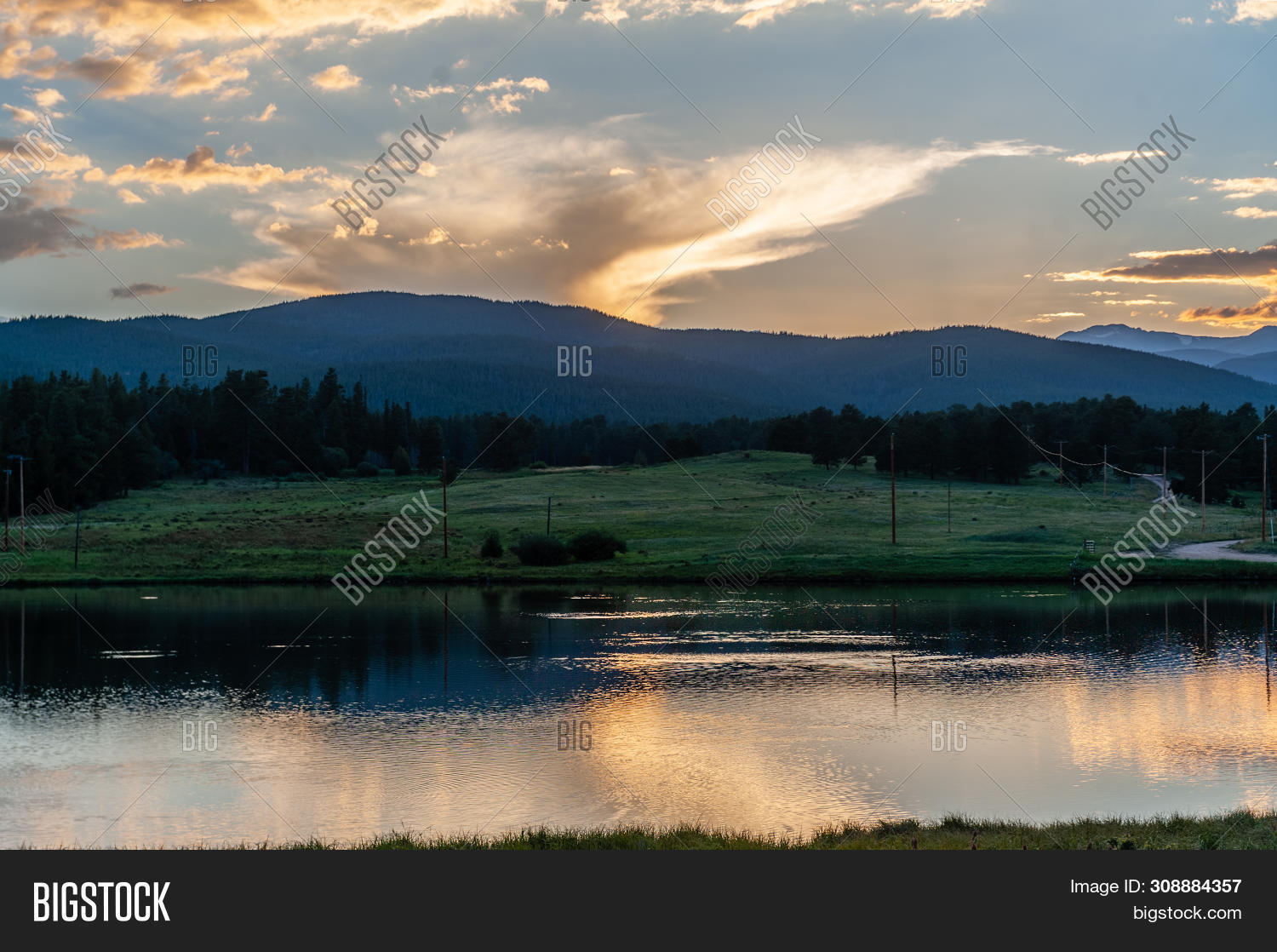 Sunset Over Small Lake Image & Photo (Free Trial) | Bigstock