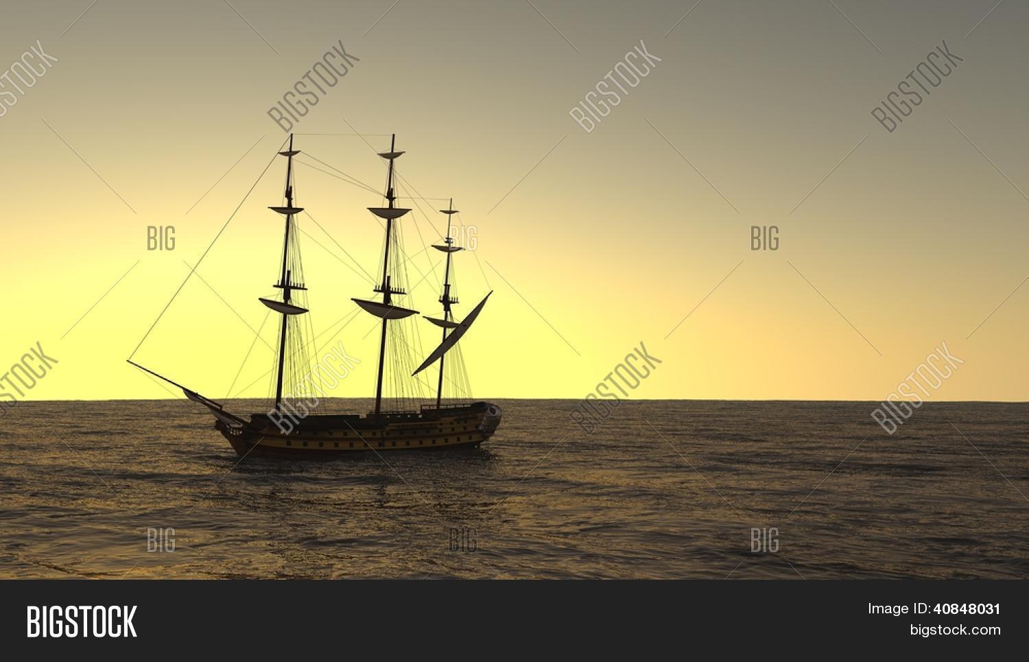 Ship Ocean Sunset Image & Photo (Free Trial) | Bigstock