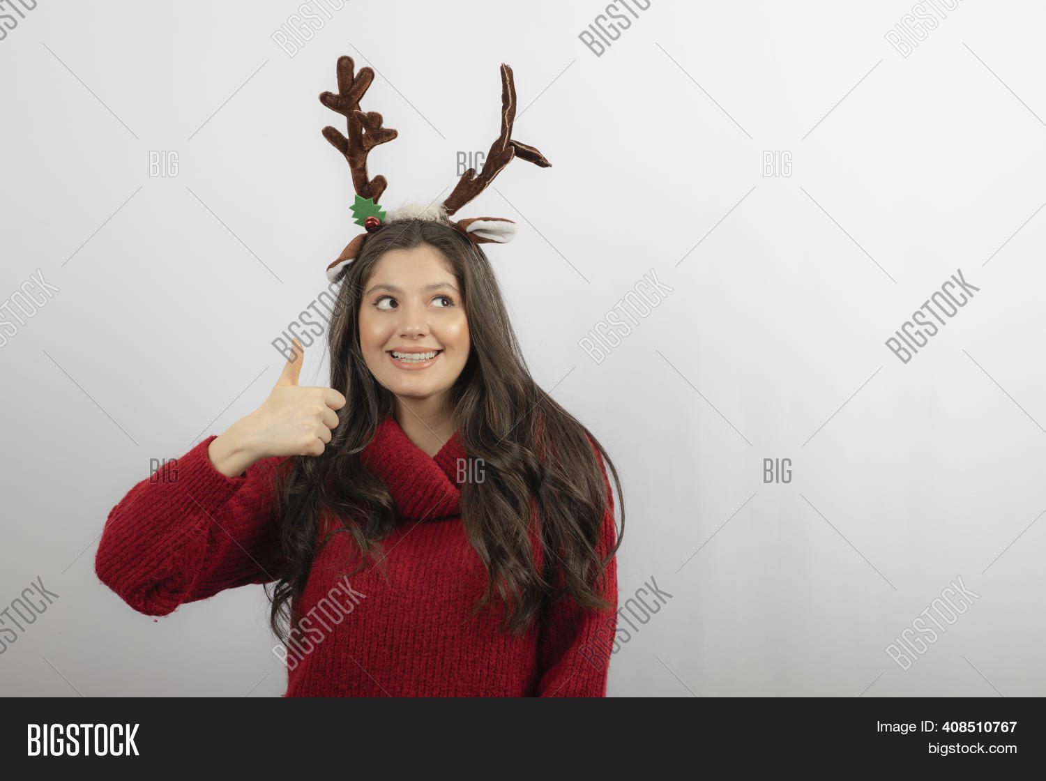 Smiling Woman Red Warm Image & Photo (Free Trial) | Bigstock