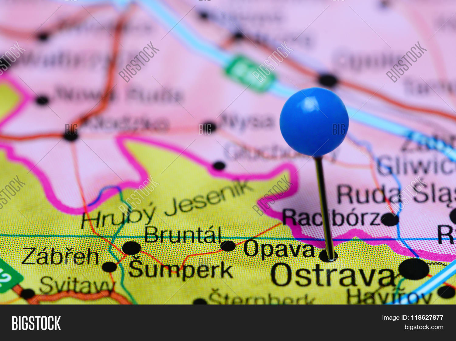 Opava Pinned On Map Image & Photo (Free Trial) | Bigstock