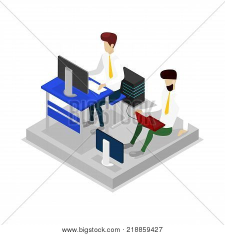 Programmers Work On Vector & Photo (Free Trial) | Bigstock