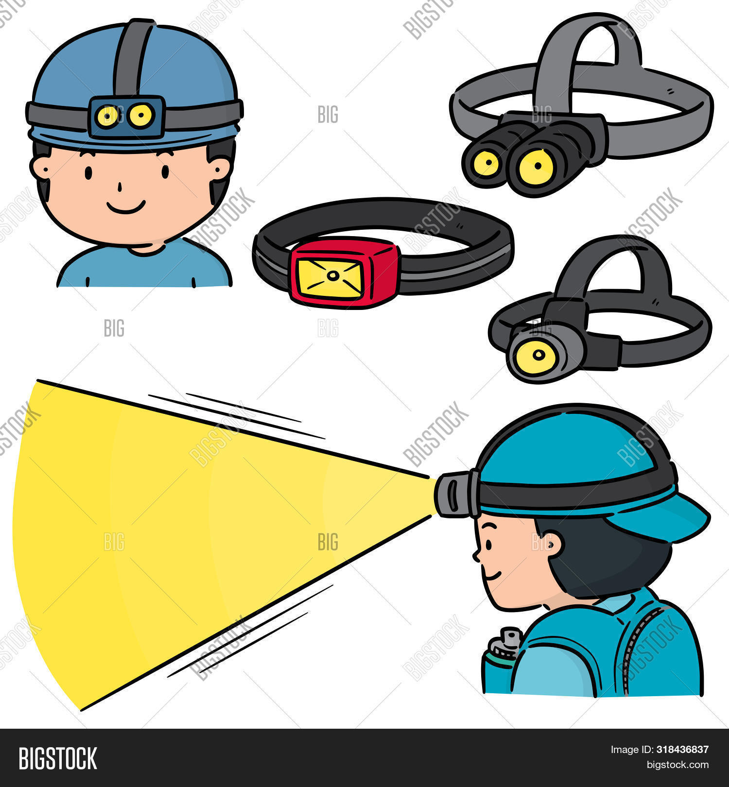 Vector Set Headlamp Vector & Photo (Free Trial) | Bigstock