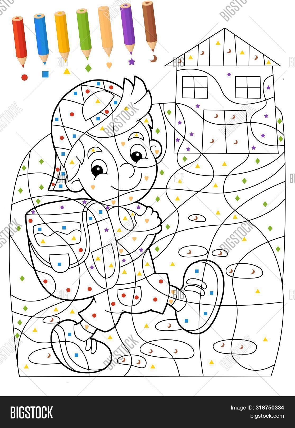 Cartoon Scene Coloring Image & Photo (Free Trial) | Bigstock