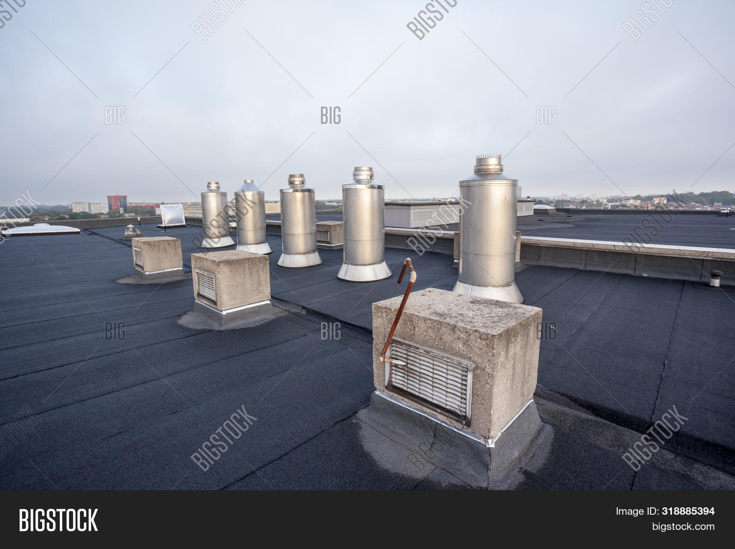 Five Chimney On Flat Image & Photo (Free Trial) | Bigstock