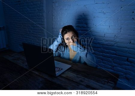 Scared Woman On Laptop Image & Photo (Free Trial) | Bigstock
