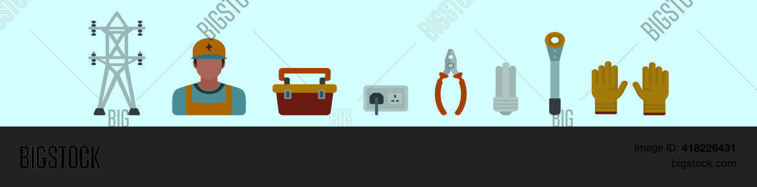 Set Lineman Cartoon Vector & Photo (Free Trial) | Bigstock