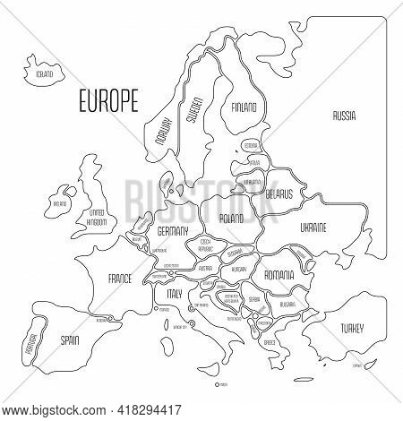 Simplified Map Europe Vector & Photo (Free Trial) | Bigstock