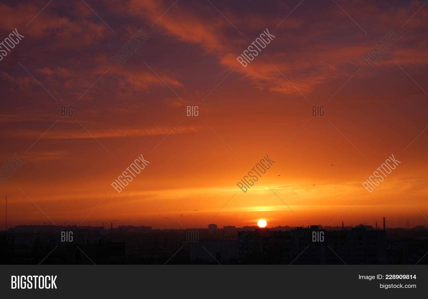 Red Sunset Over City. Image & Photo (Free Trial) | Bigstock
