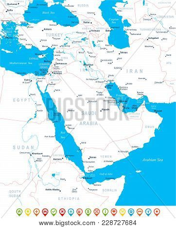 Middle East Asia Map Vector & Photo (Free Trial) | Bigstock