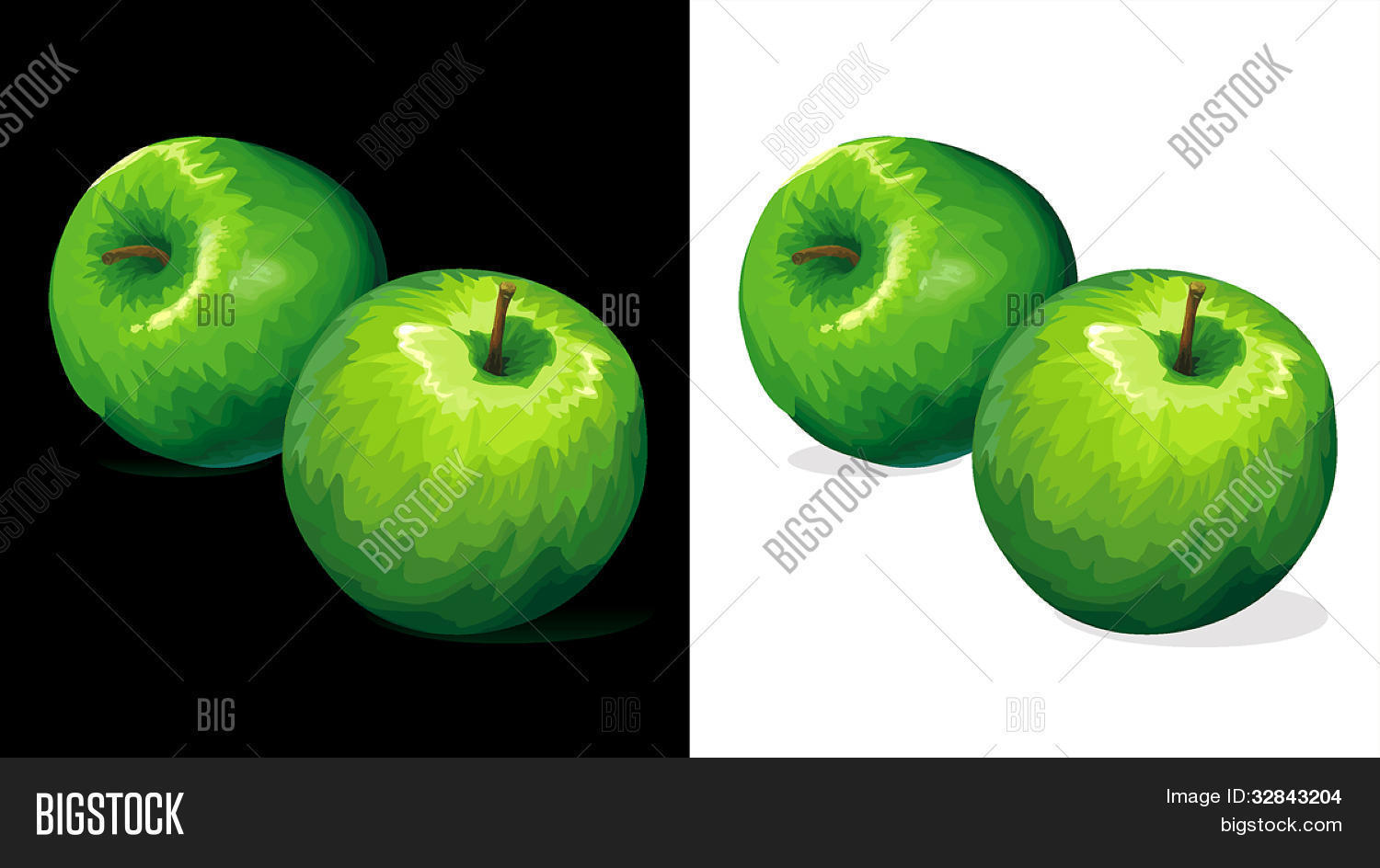 Two Apples. Vector Vector & Photo (Free Trial) | Bigstock