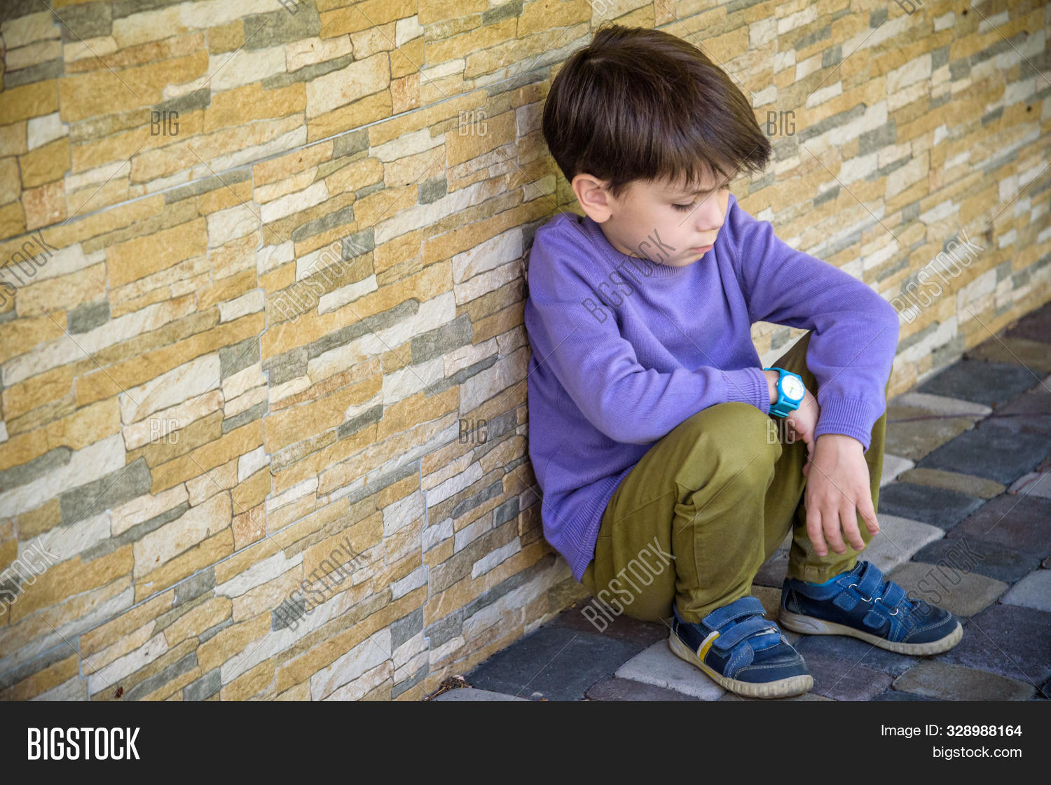 Little Boy Sad Sitting Image & Photo (Free Trial) | Bigstock