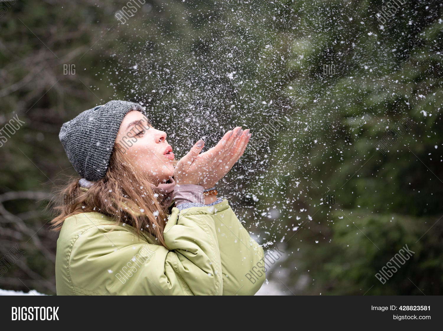 Woman Blowing Snow Image & Photo (Free Trial) | Bigstock