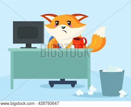 Sad Tired Cartoon Fox Vector & Photo (Free Trial) | Bigstock