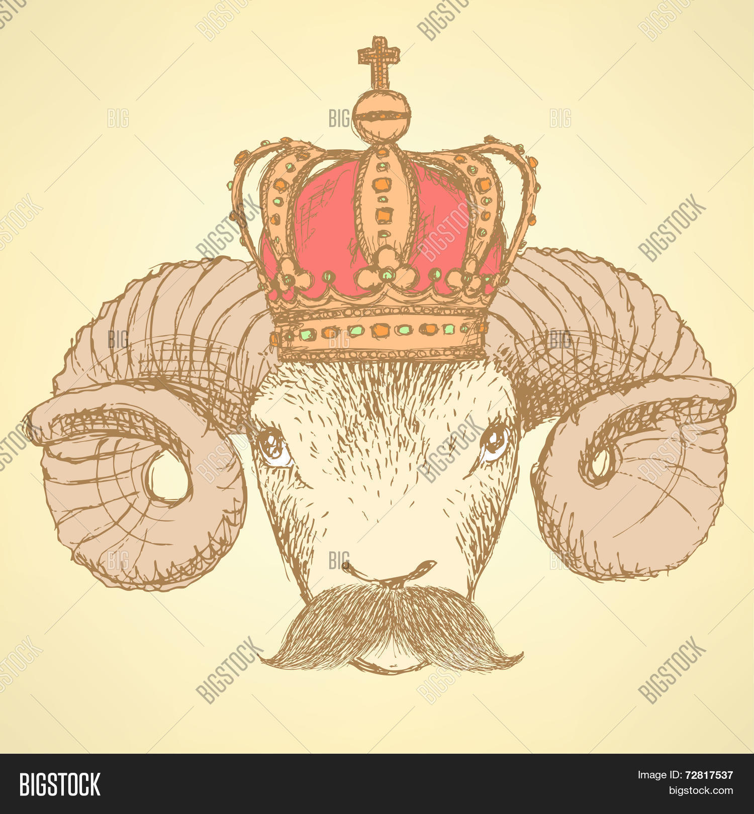 Sketch Ram Crown Vector & Photo (Free Trial) | Bigstock