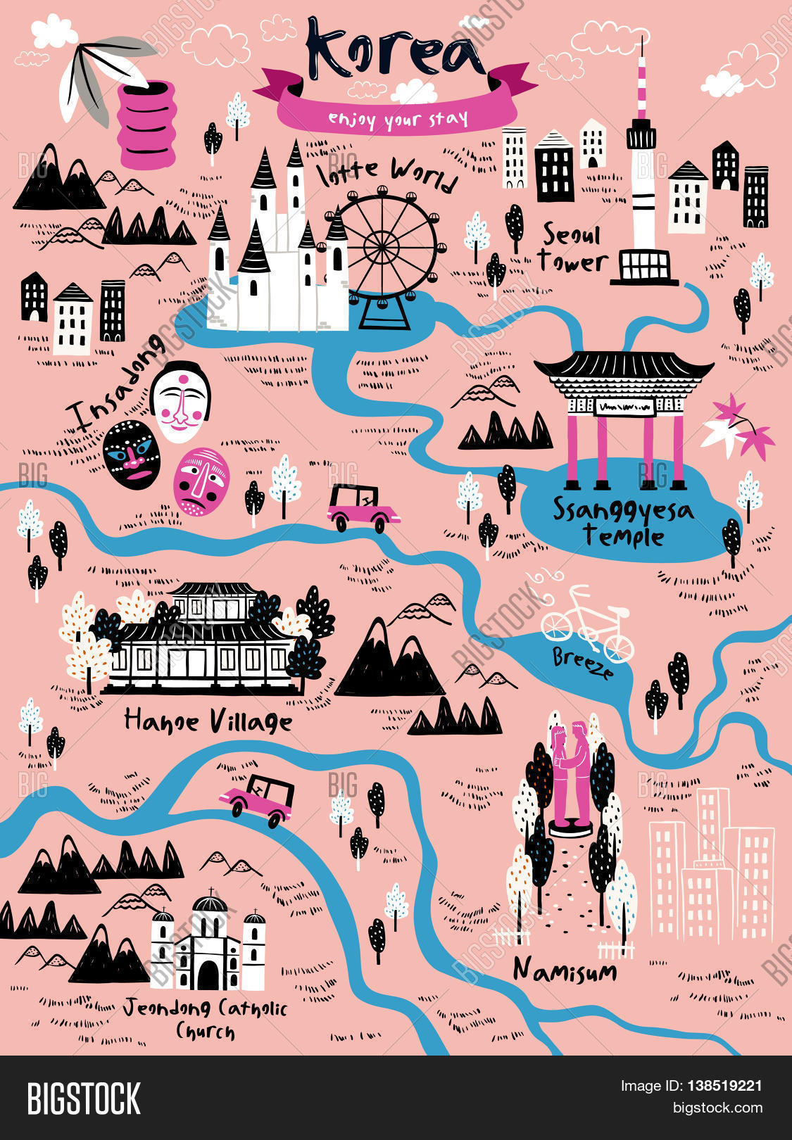 Korea Travel Map Image & Photo (Free Trial) | Bigstock