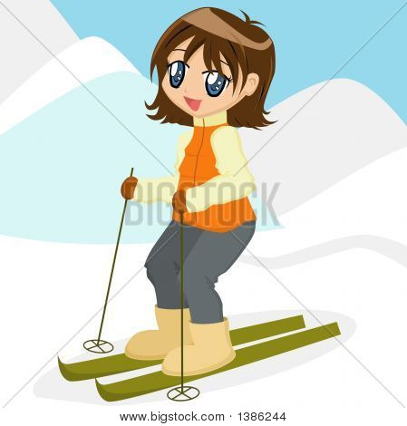 Cartoon Girl Skiing Image & Photo (Free Trial) | Bigstock