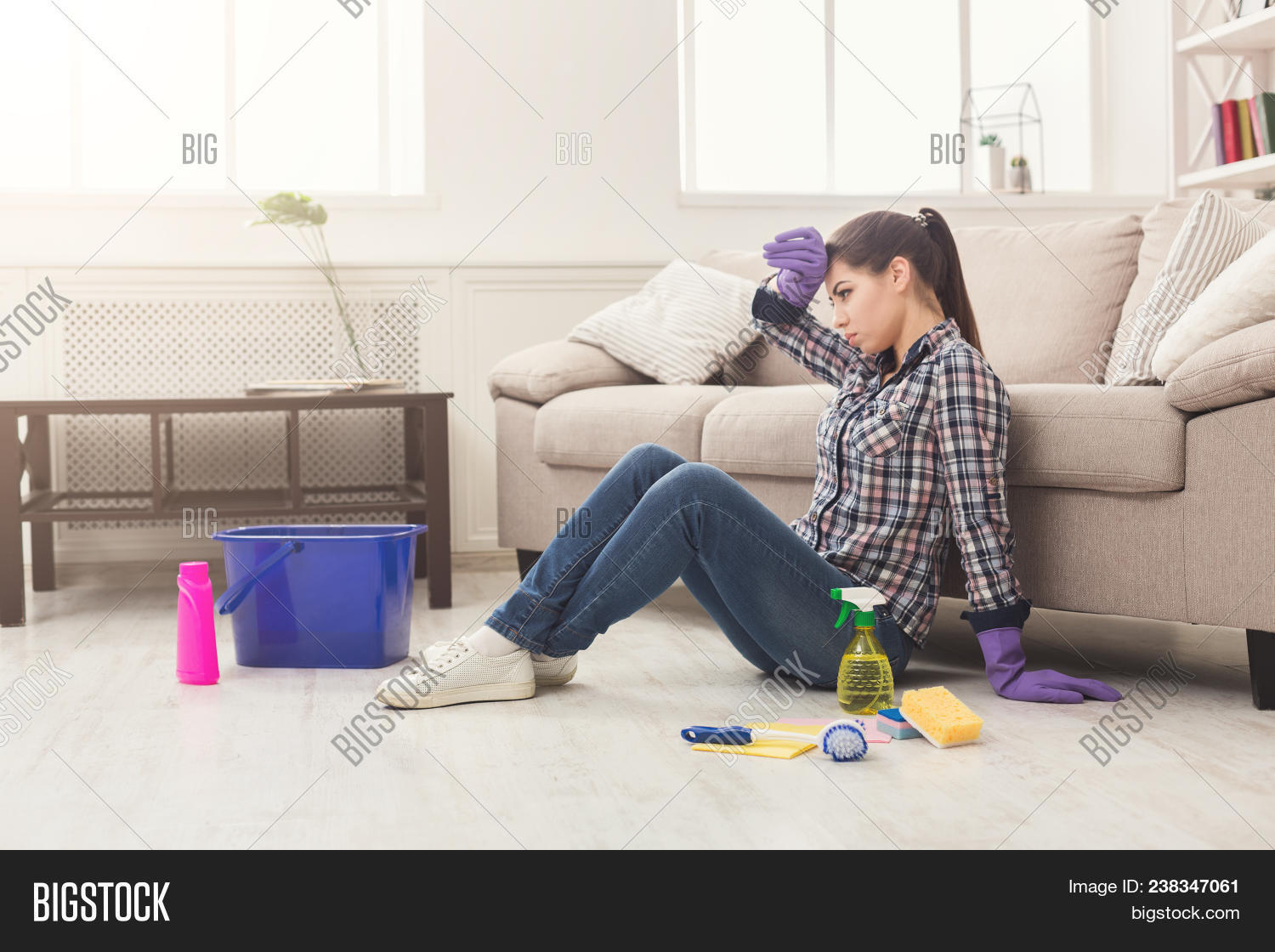 Tired Woman Cleaning Image & Photo (Free Trial) | Bigstock