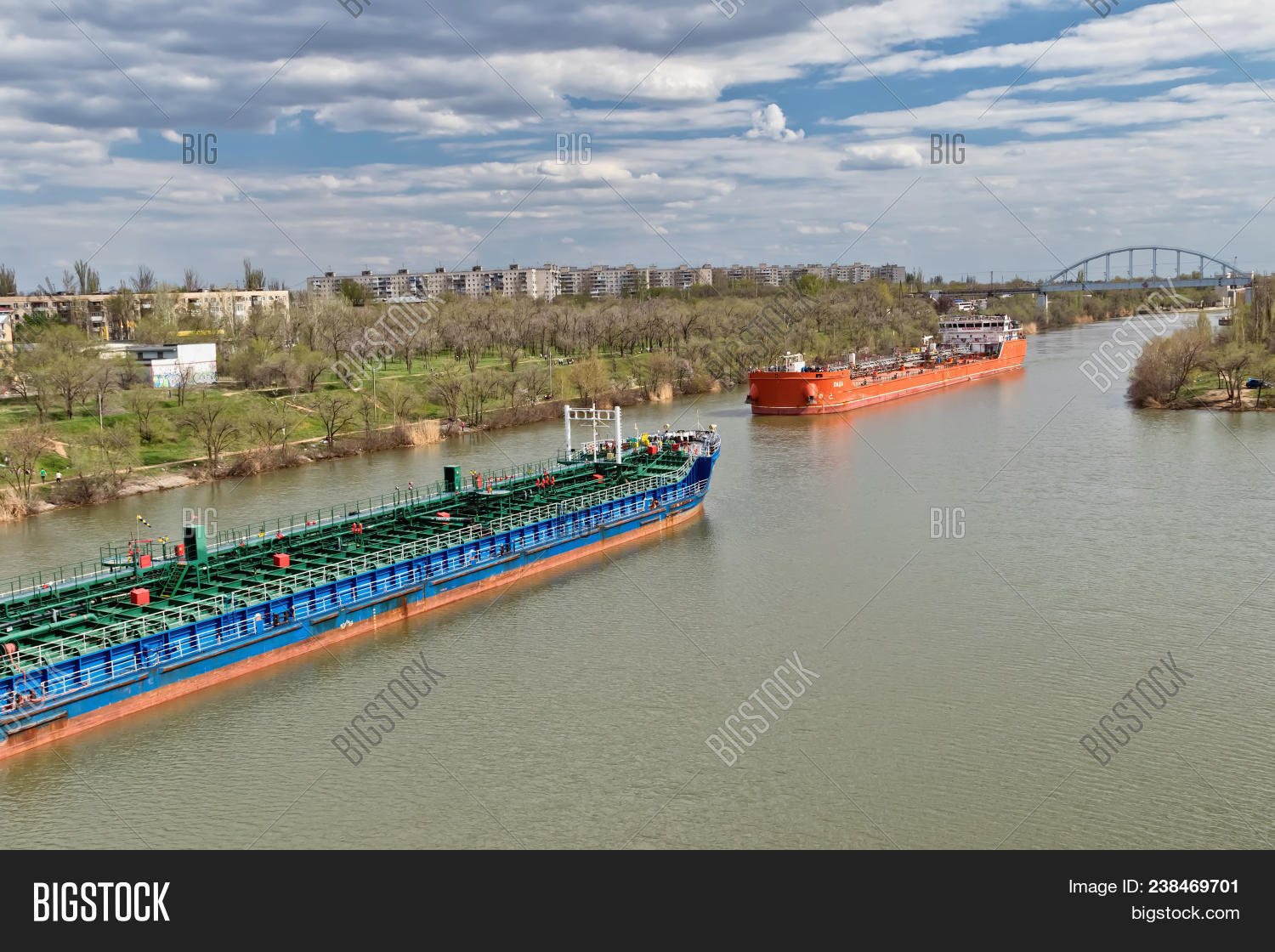 Large River Barges Image & Photo (Free Trial) | Bigstock