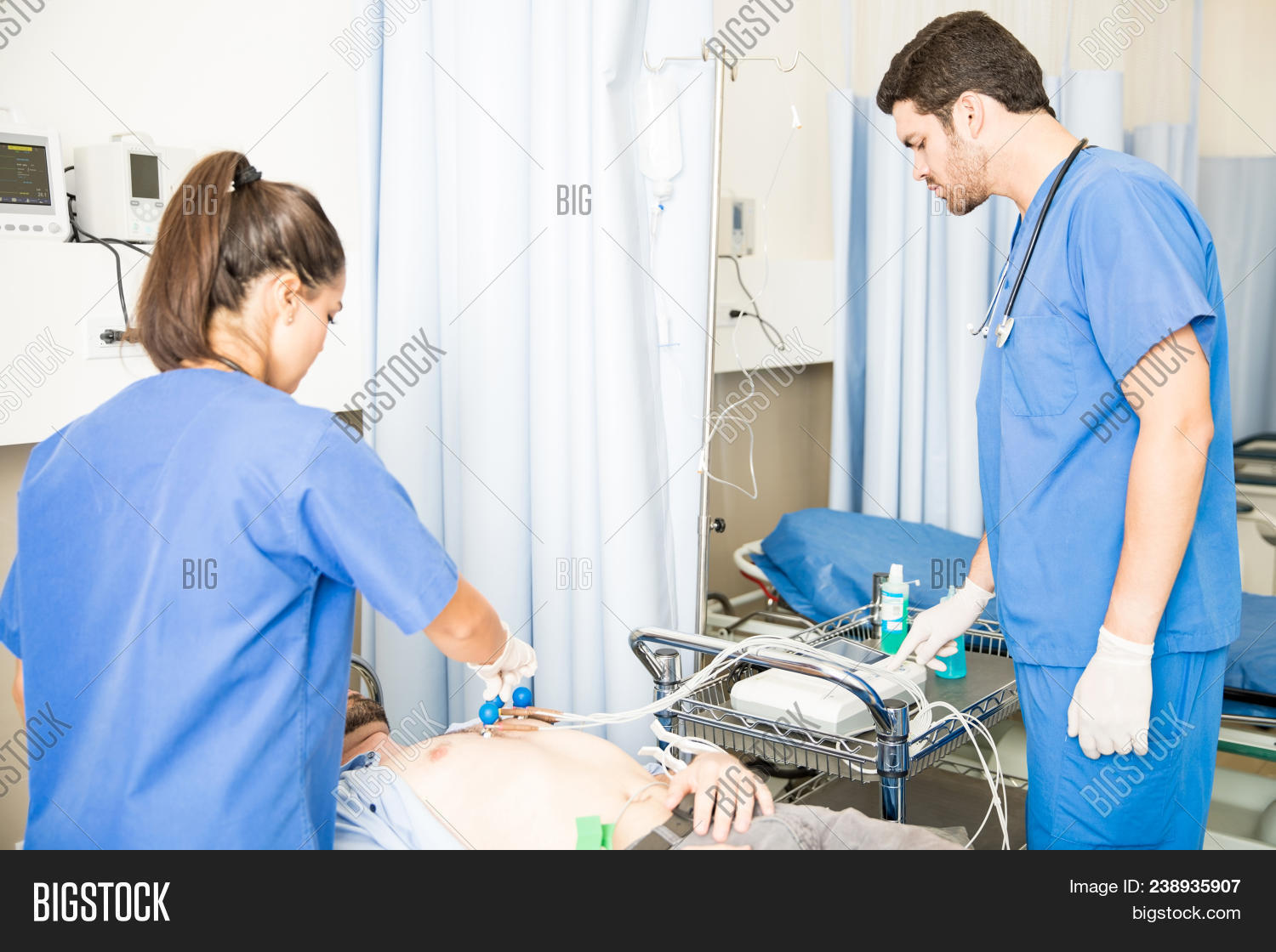 Nurse Putting Ecg Image & Photo (Free Trial) | Bigstock